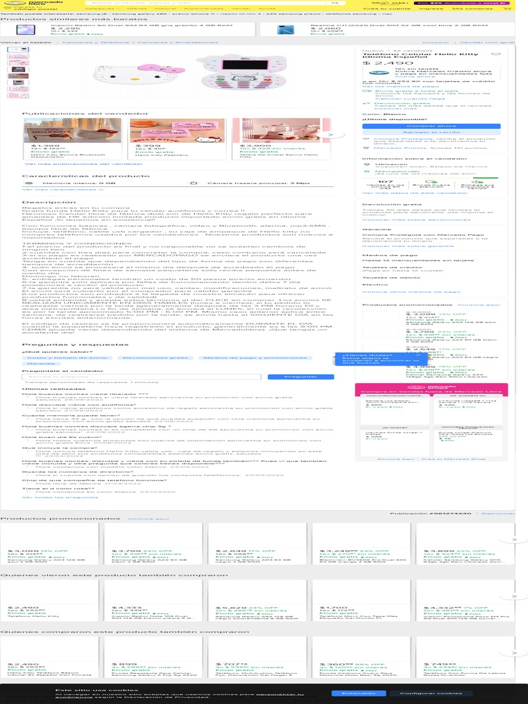 Teléfono Celular Hello Kitty Idioma Español Envío Gratis | Descargar gratis PDF | Yo telefono ...