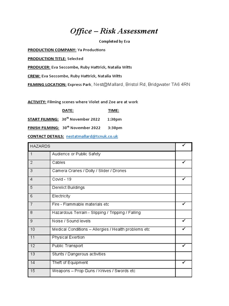 Risk Assessment - Office | PDF | Risk | Occupational Safety And Health
