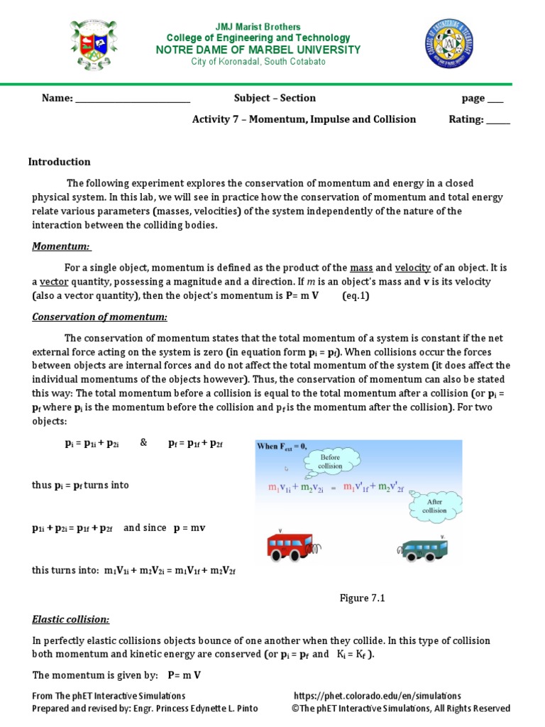 Activity 7 - Momentum Impulse and Collision 1 | PDF | Momentum | Collision