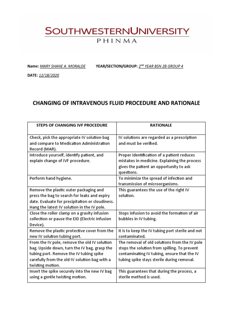 Ivf Changing Steps and Rationale | PDF | Intravenous Therapy | Medical ...