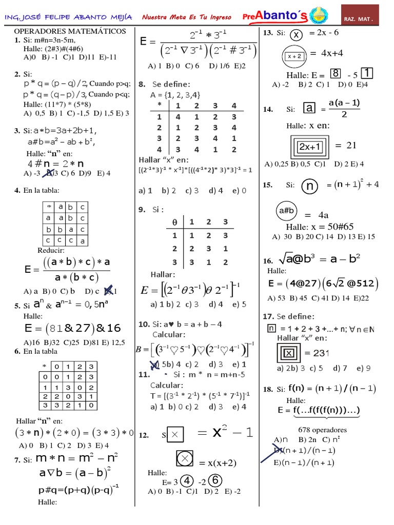 Operadores Matematicos | PDF