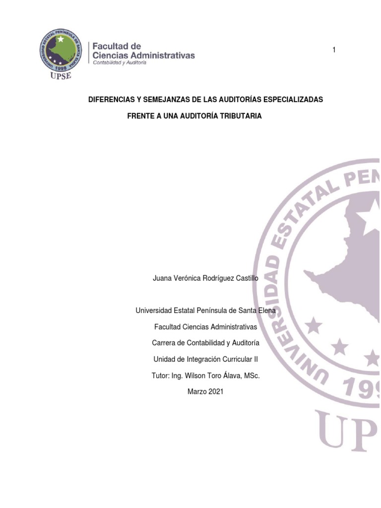 Upse Tca 2021 0050 | Descargar gratis PDF | Auditoría | Contralor