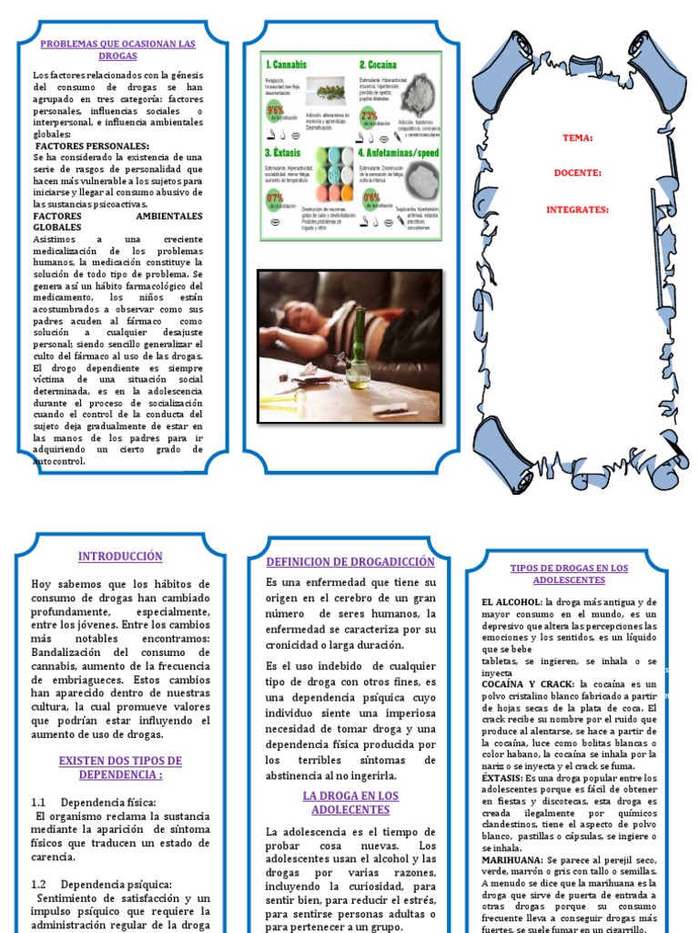 Triptico de Las Drogas 2 | PDF | La dependencia de sustancias | Cocaína Triptico de Las Drogas 2 | PDF | La dependencia de sustancias | Cocaína
