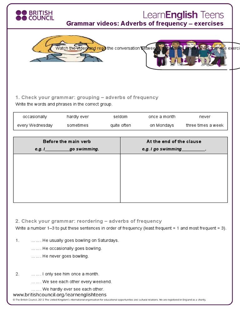 Adverbs Of Frequency Exercises Pdf