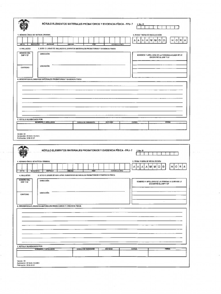 Formatos Cadena de Custodia | PDF