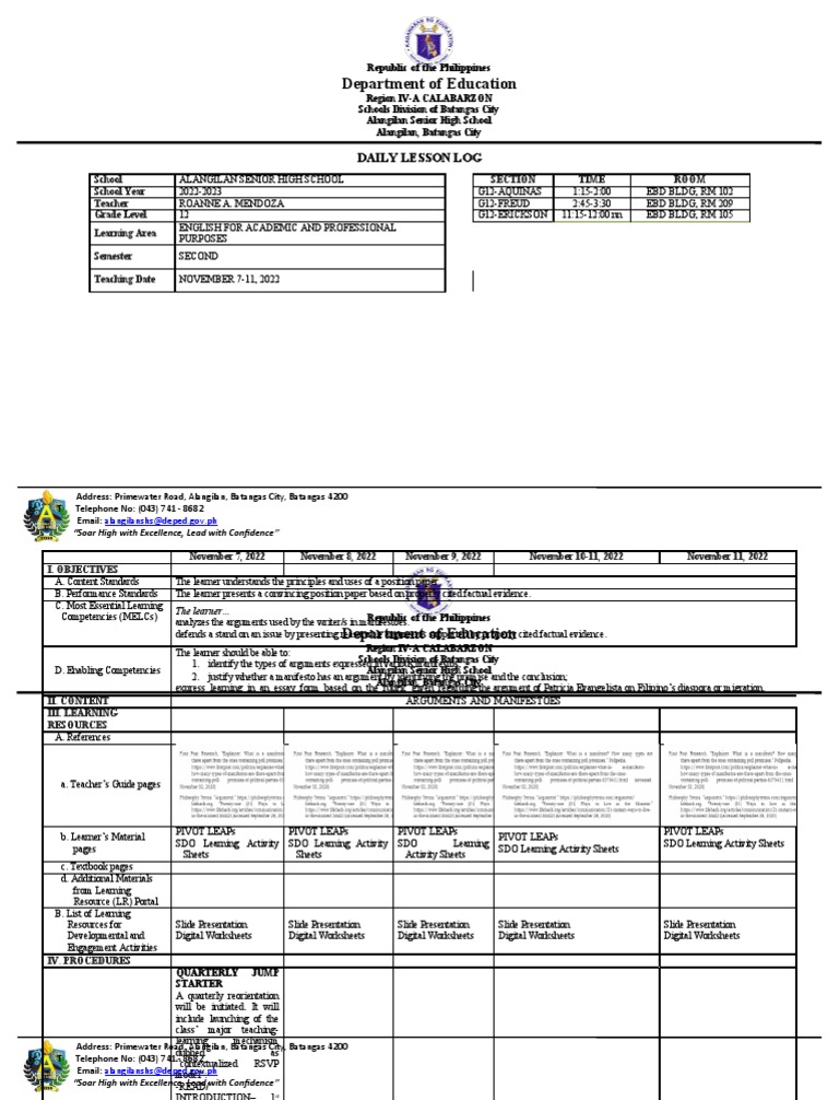 Eapp Dll 1st Week | PDF | Argument | Learning