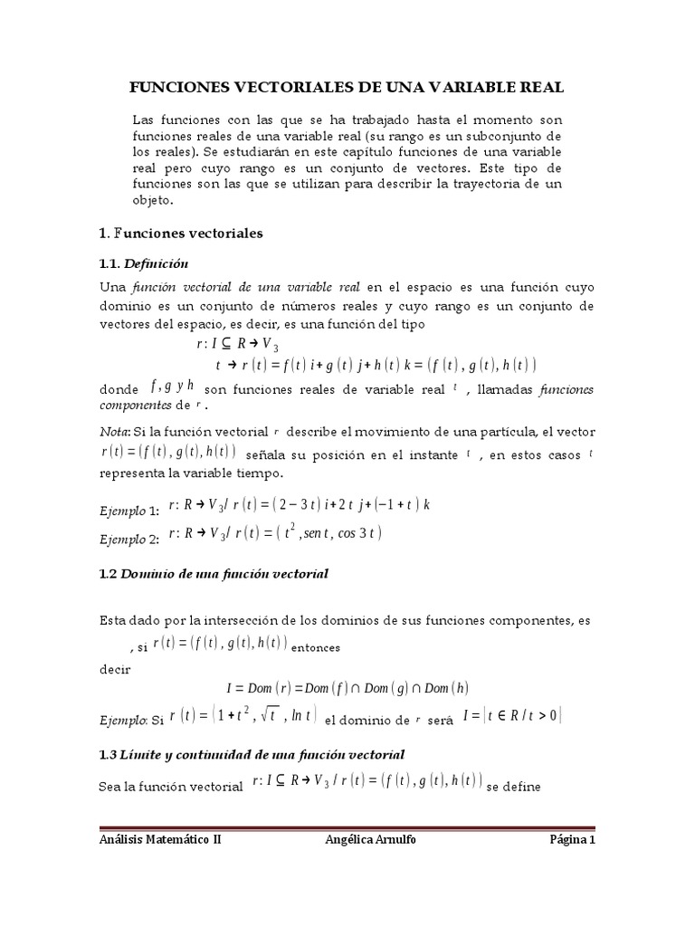 Funciones Vectoriales | PDF | Vector Euclidiano | Curva