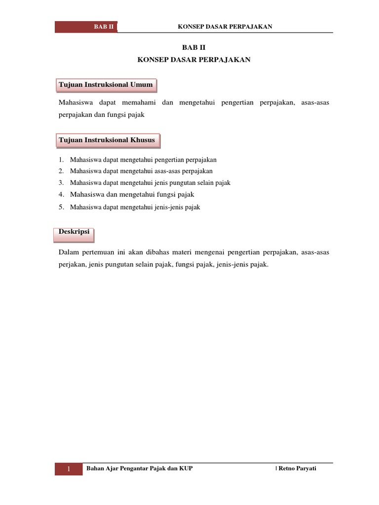 Bab 2 Konsep Dasar Perpajakan 1 PDF | PDF