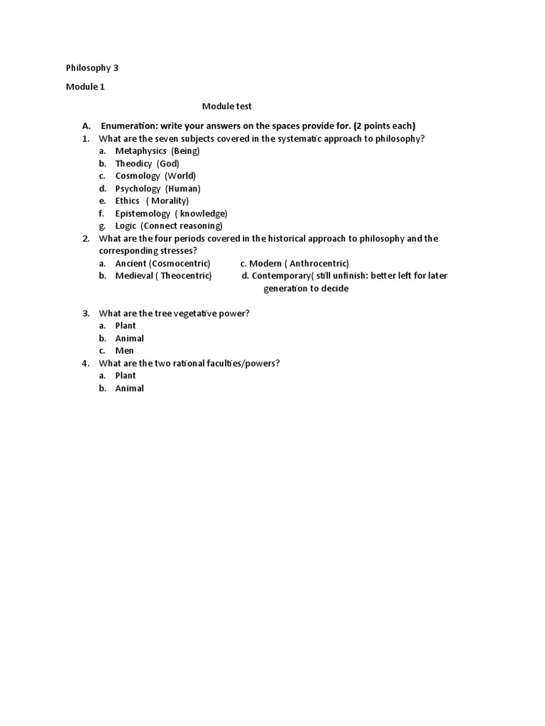 Philosophy 3 m-1 Quize | PDF | Reason | Mind