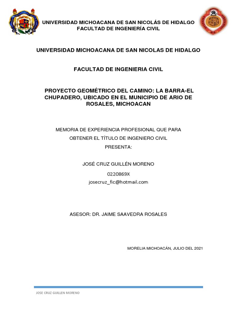 Memoria de Experiencia Profesional JCGM | PDF | Pendiente | La carretera