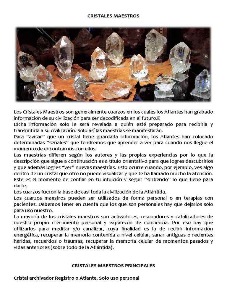 Cristales Maestros: Guía y Usos | PDF | Cristal | Aura (paranormal)