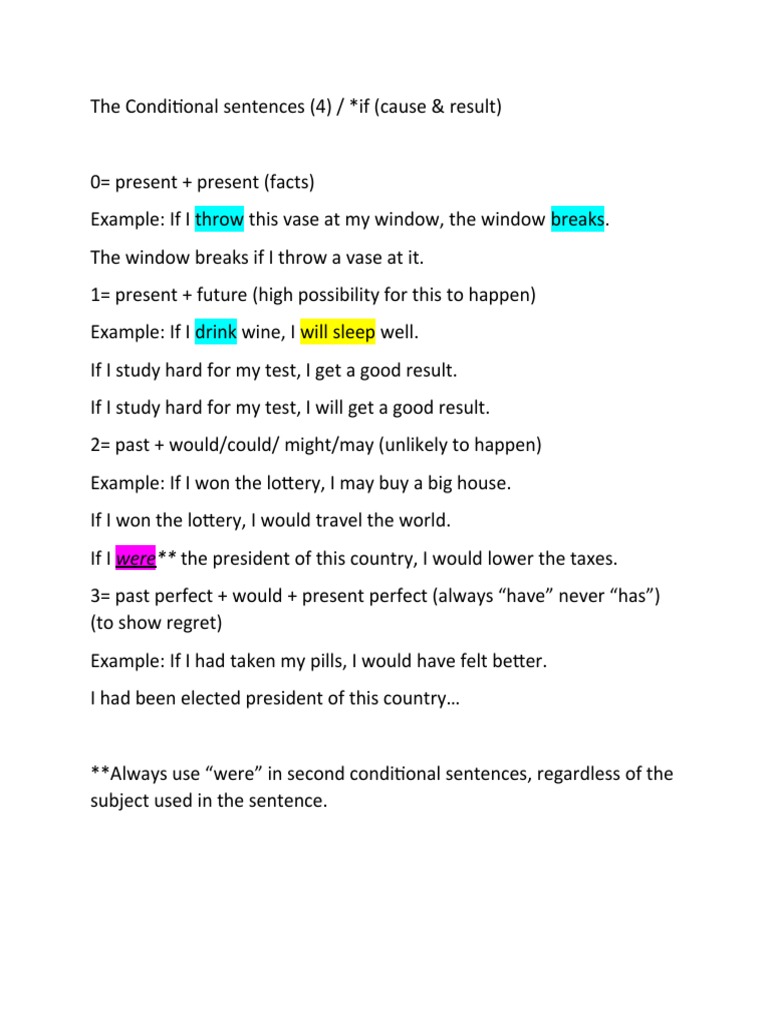 Conditional Sentences (Summary) | PDF