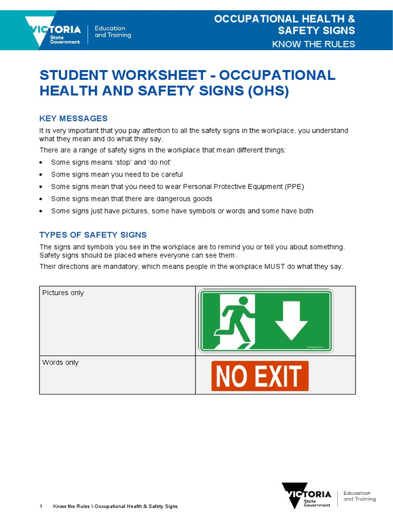 Know The Rules - OHS Signs | PDF | Occupational Safety And Health | Safety