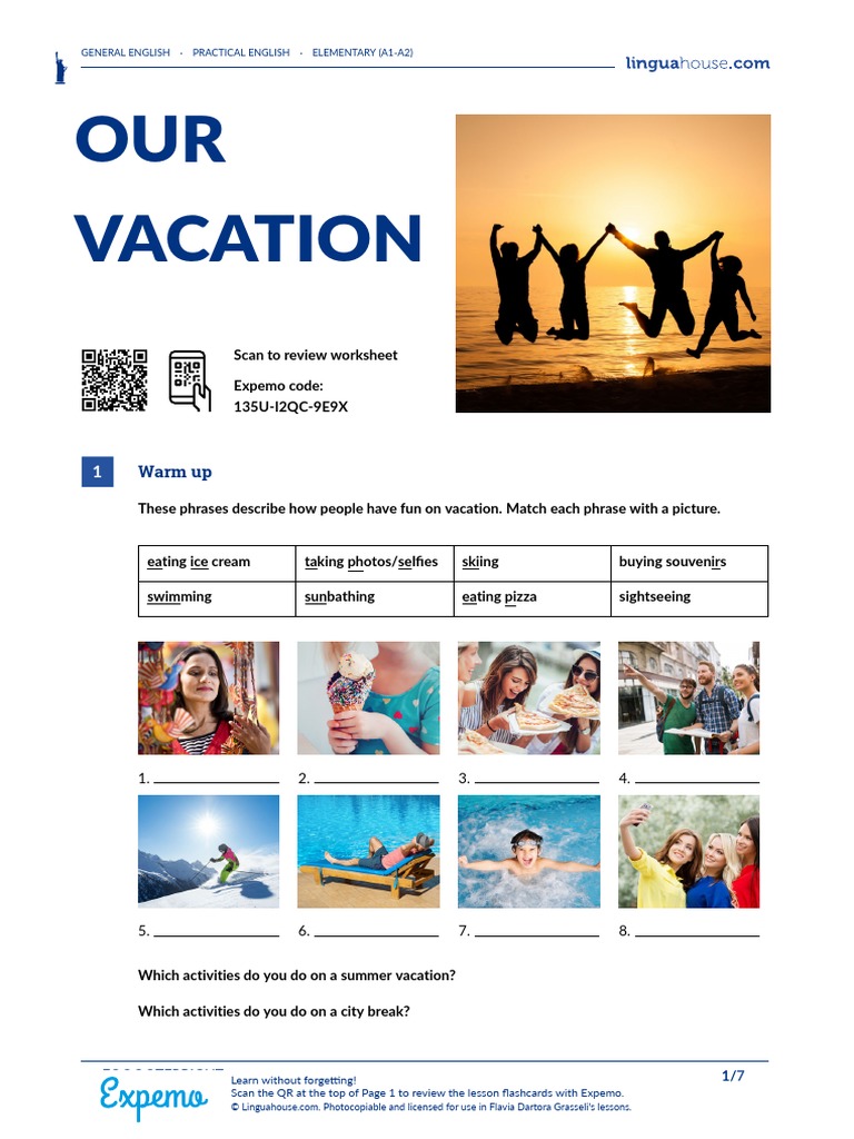 Our Vacation American English Teacher | PDF | Question | Subject (Grammar)