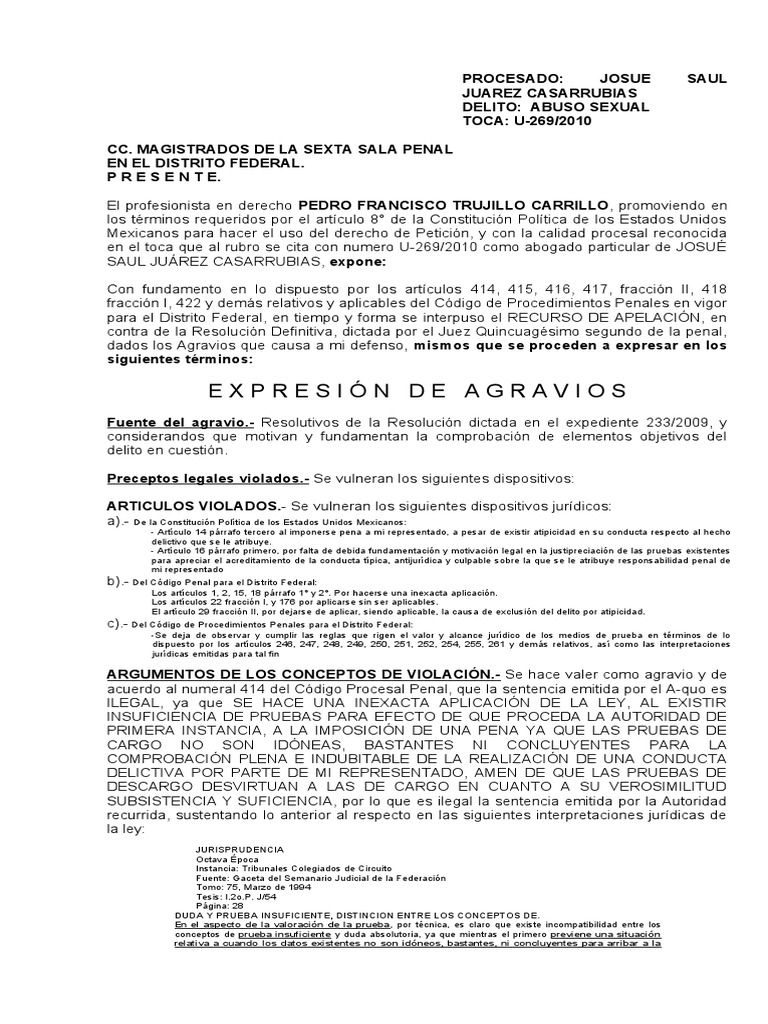 Agravios Abuso | PDF | Evidencia (ley) | Derecho penal
