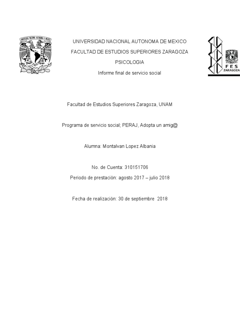 Informe de Servicio Social en Peraj UNAM | PDF | Navidad | Educación ...