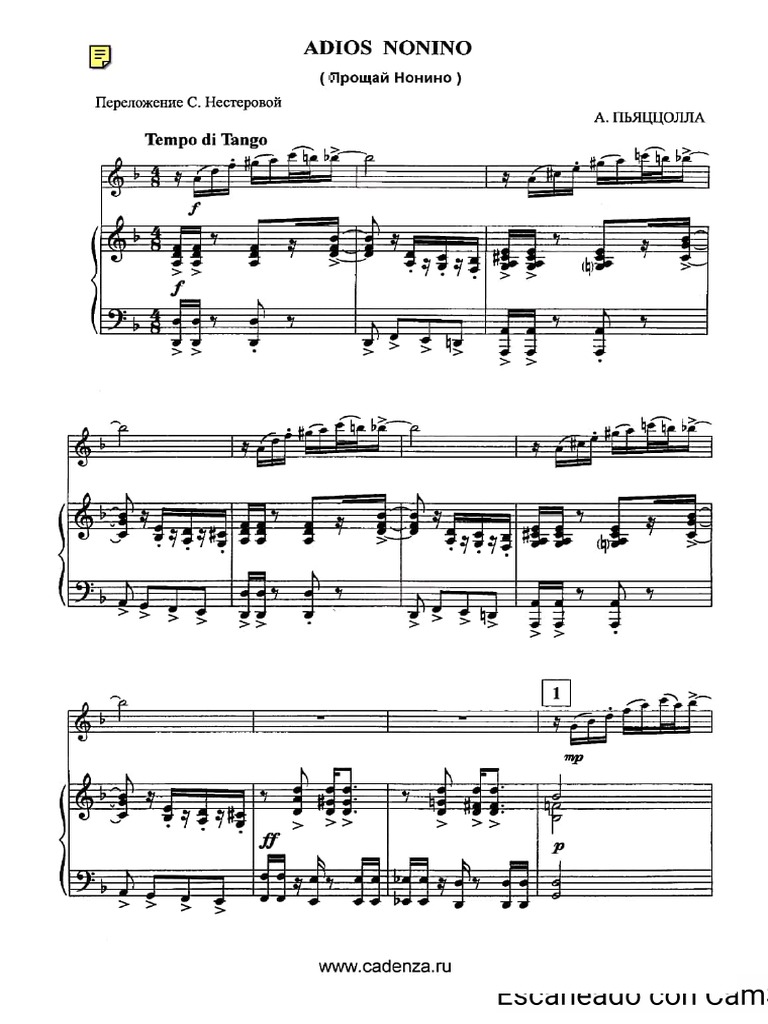 Adios Nonino Violin y Piano | PDF