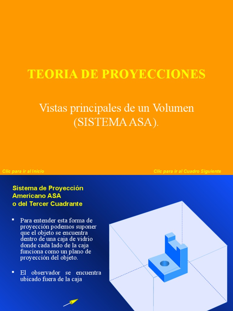 Proyección ASA: Vistas Ortogonales | PDF