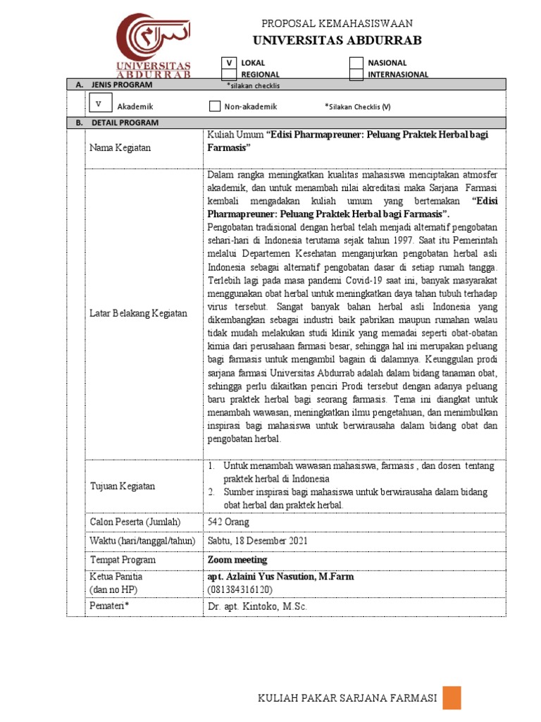 Proposal Kuliah Umum Desember 2021 | PDF