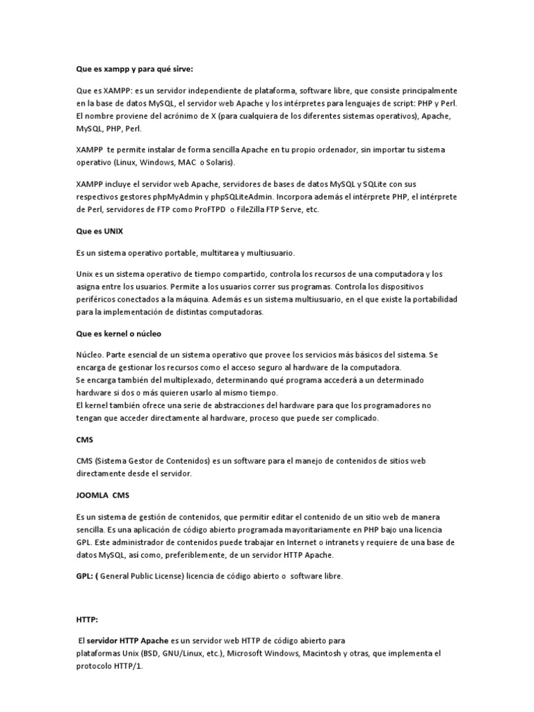 Guía Básica de XAMPP y Tecnología Web | PDF | Php | Servidor HTTP Apache