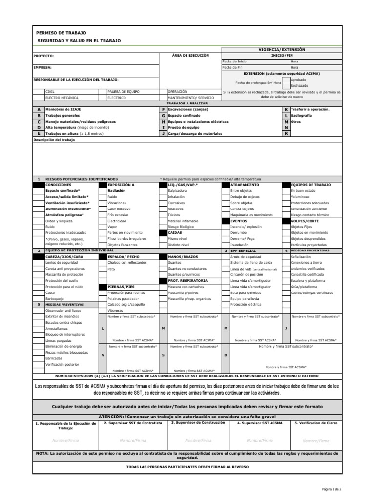 FORMATO Permisos de Trabajo | PDF