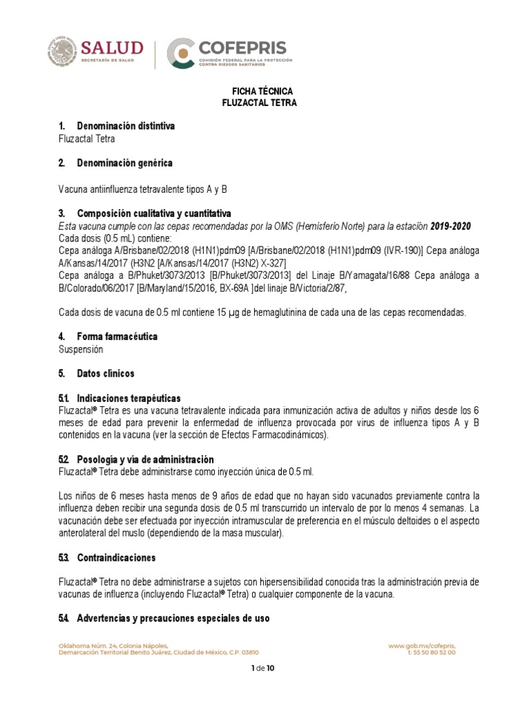 223M2014 Ficha T Cnica FluzactalTetra-GSK | PDF | Influenza | Vacunas