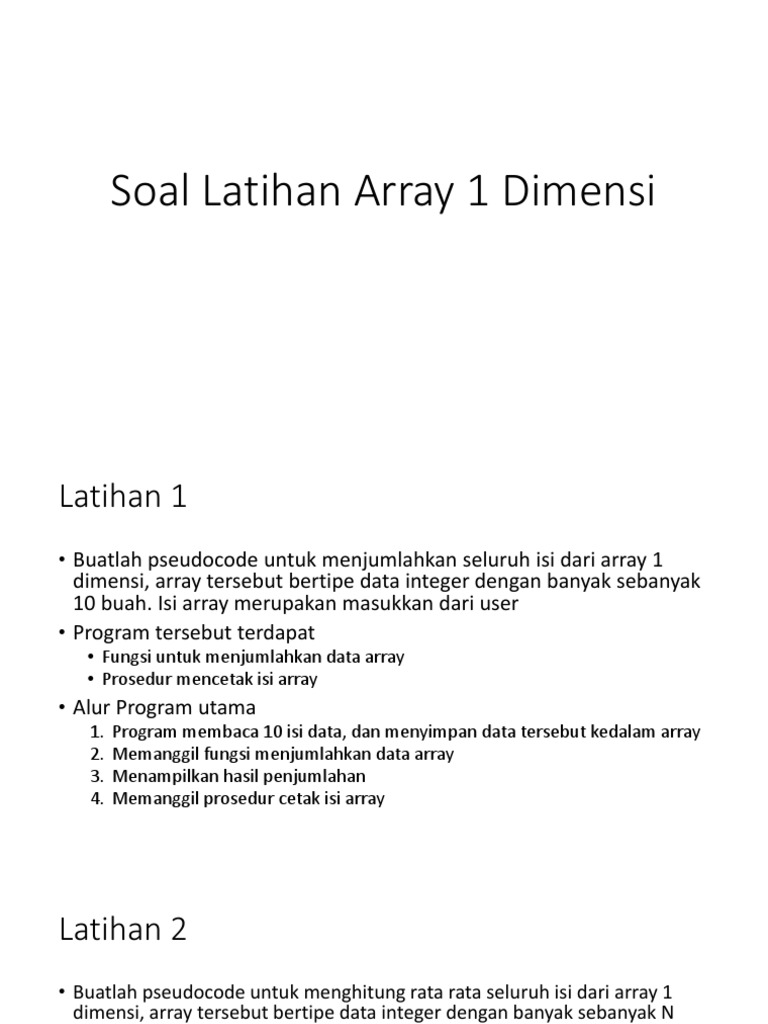 Latihan Pseudocode Array 1D | PDF | Komputer