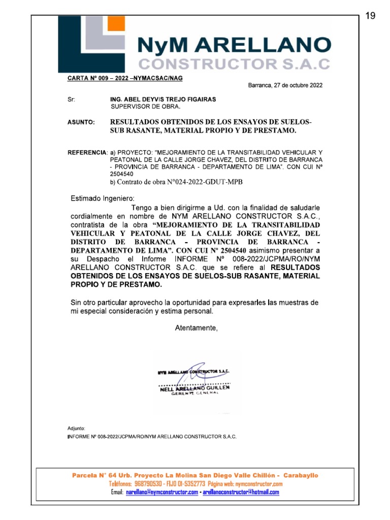 Carta 09 Foliado Firmado Sub Rasante | PDF | Finanzas y dinero | Derecho