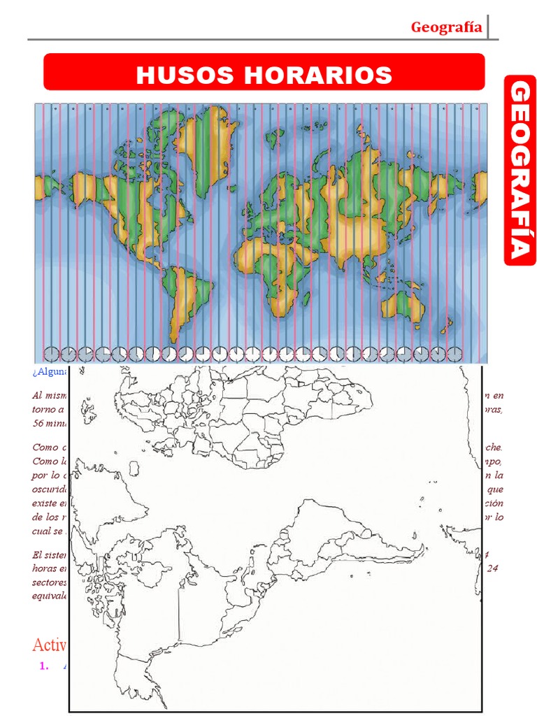 Mapa de Husos Horarios para Niños | PDF | Latitud | Selva