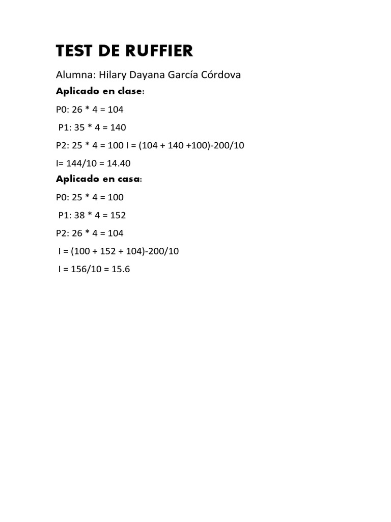 Test de Ruffier - Hilary | PDF