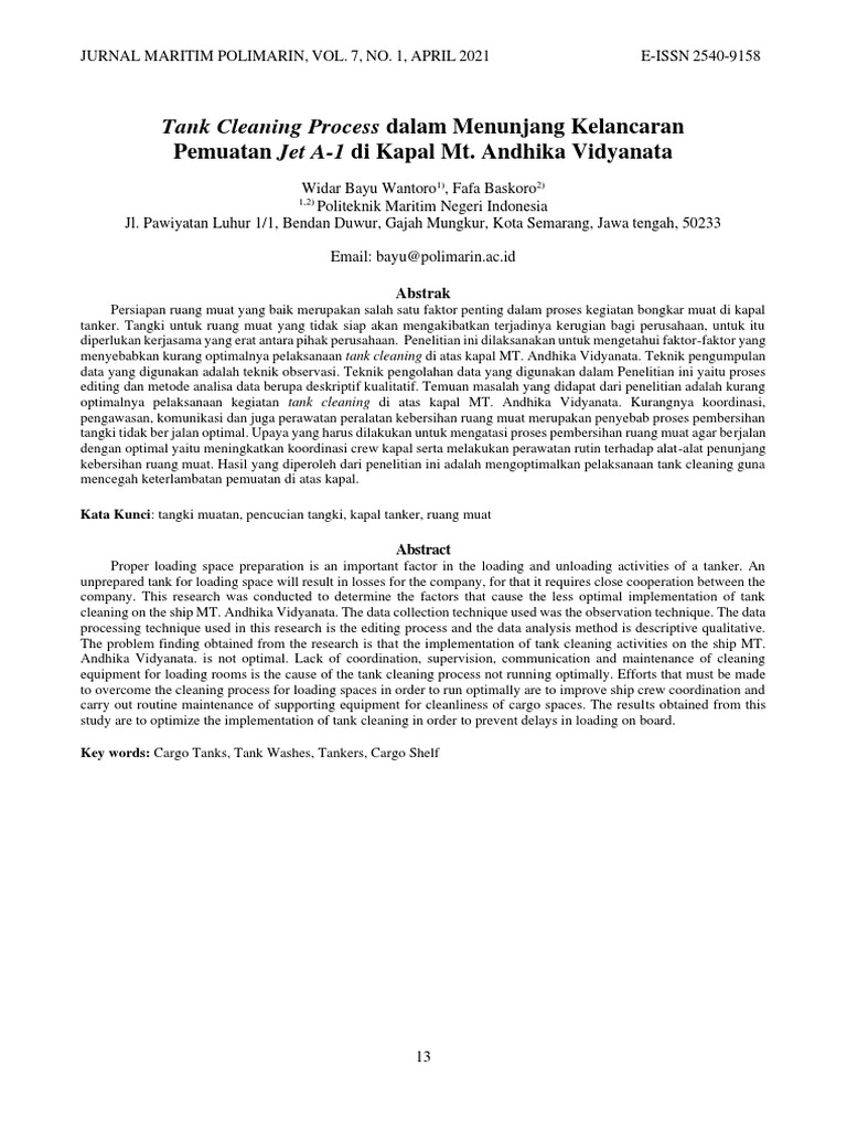 Optimalisasi Proses Pembersihan Tangki | PDF