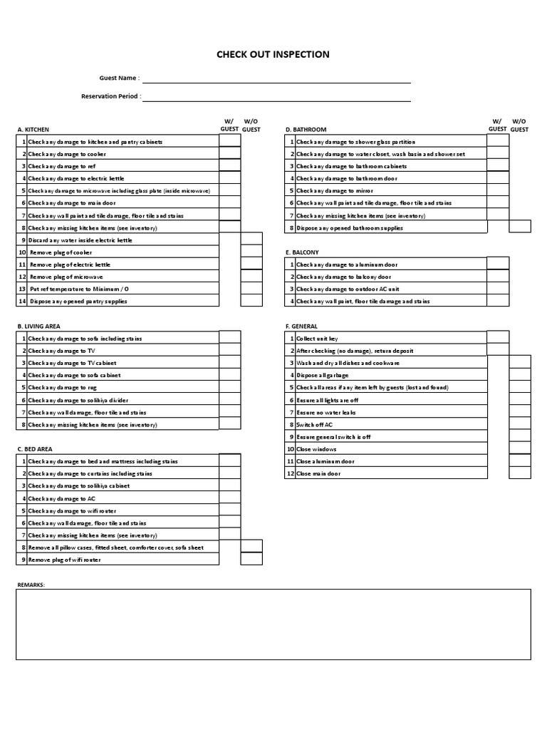 Condo Inspection List | PDF | Bed | Bathroom