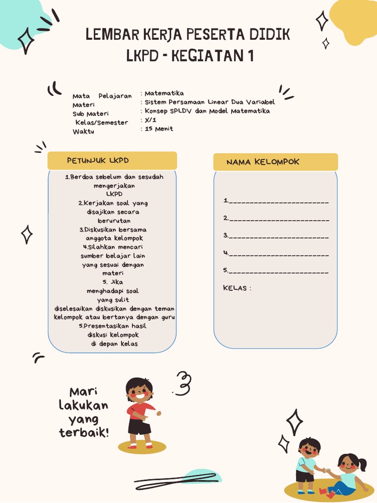 LKPD Aksi 1 p1 - Konsep SPLDV | PDF | Pengembangan Diri