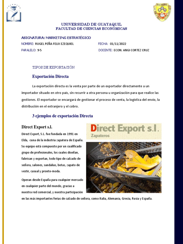 Tipos de exportación: Exportación directa e indirecta | PDF