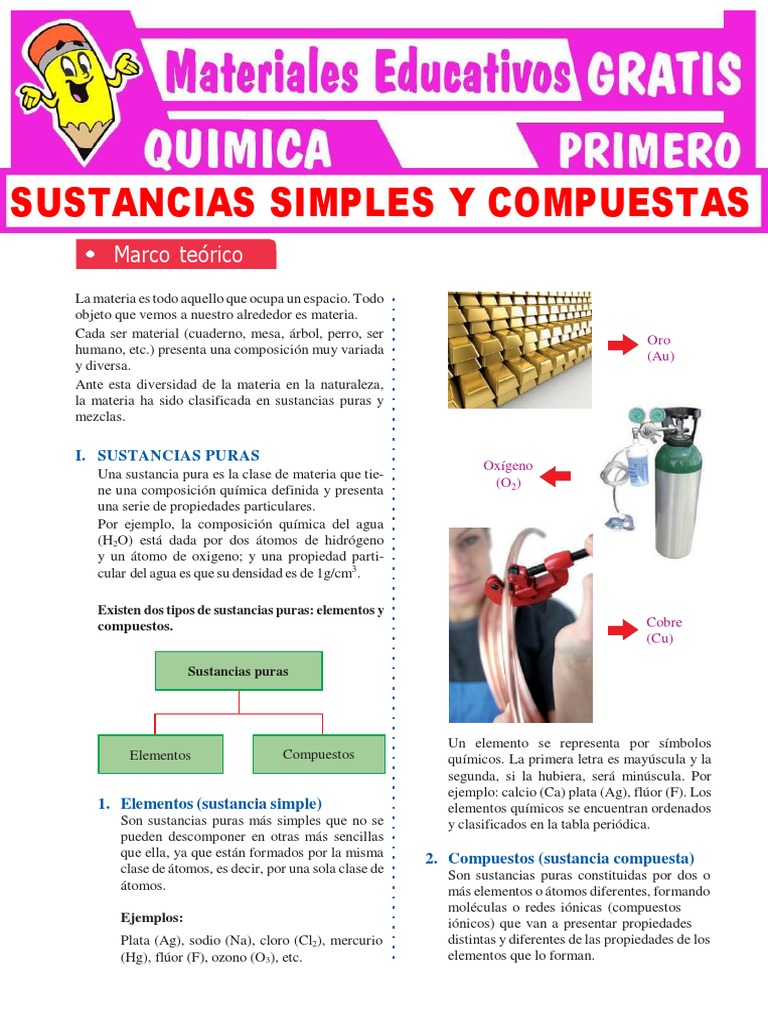 Sustancia Simple y Compuesta | PDF | Elementos químicos | Compuestos ...
