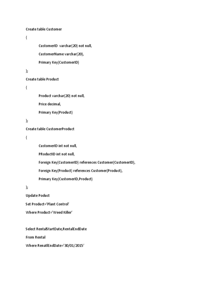 Create Table Customer | PDF | Databases | Information Science Create Table Customer | PDF | Databases | Information Science