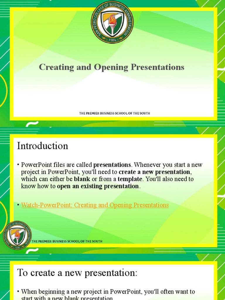 Lecture 2 - Creating and Opening Presentations | PDF | Microsoft Power Point | Computer File