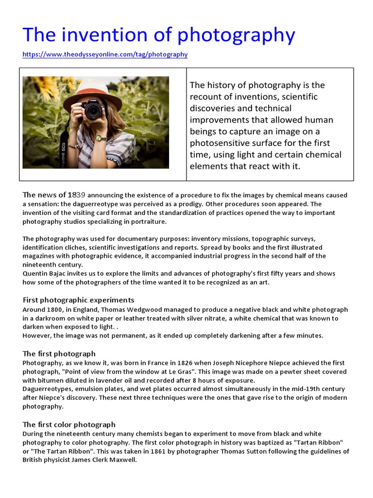 History of Photography Innovations | PDF | Photograph | Light