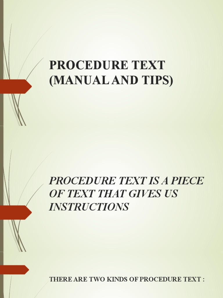 Procedure Text (Manual and Tips) | PDF