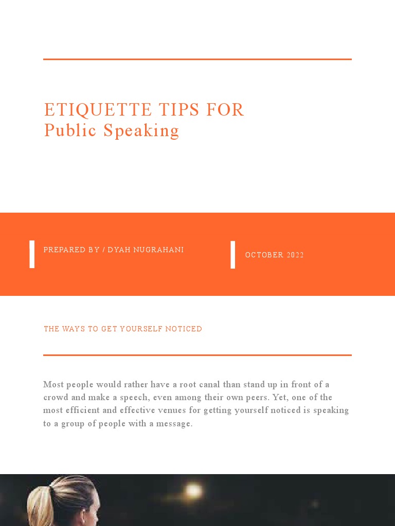 Etiquette Tips For Public Speaking | PDF | Human Communication