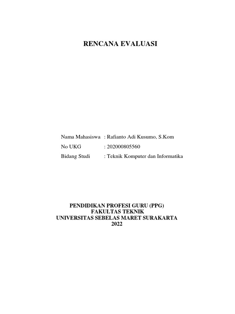Pembuatan Rencana Evaluasi 1 - PPG Daljab Kategori 2 2022 | PDF | Karier & Perkembangan | Seni