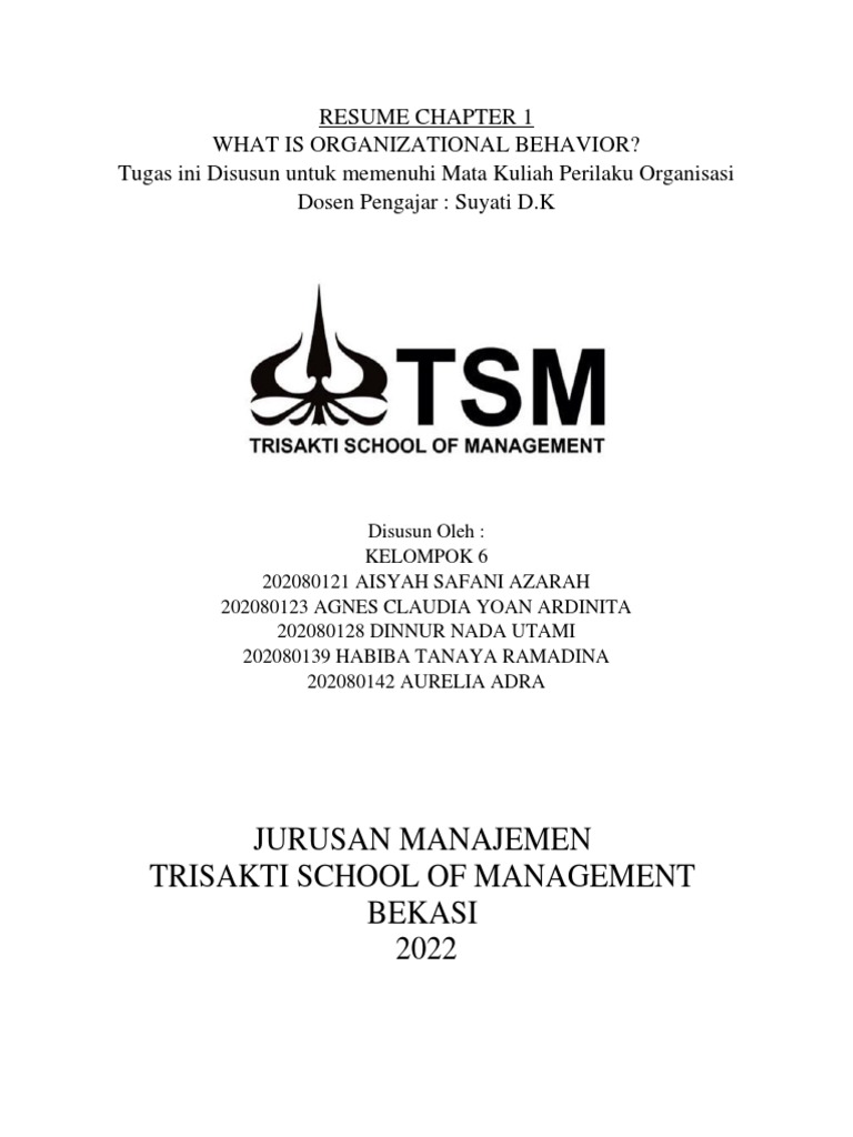 Resume P.O Chapter 1 - Kelompok 6 | PDF | Karier & Perkembangan | Pengembangan Diri