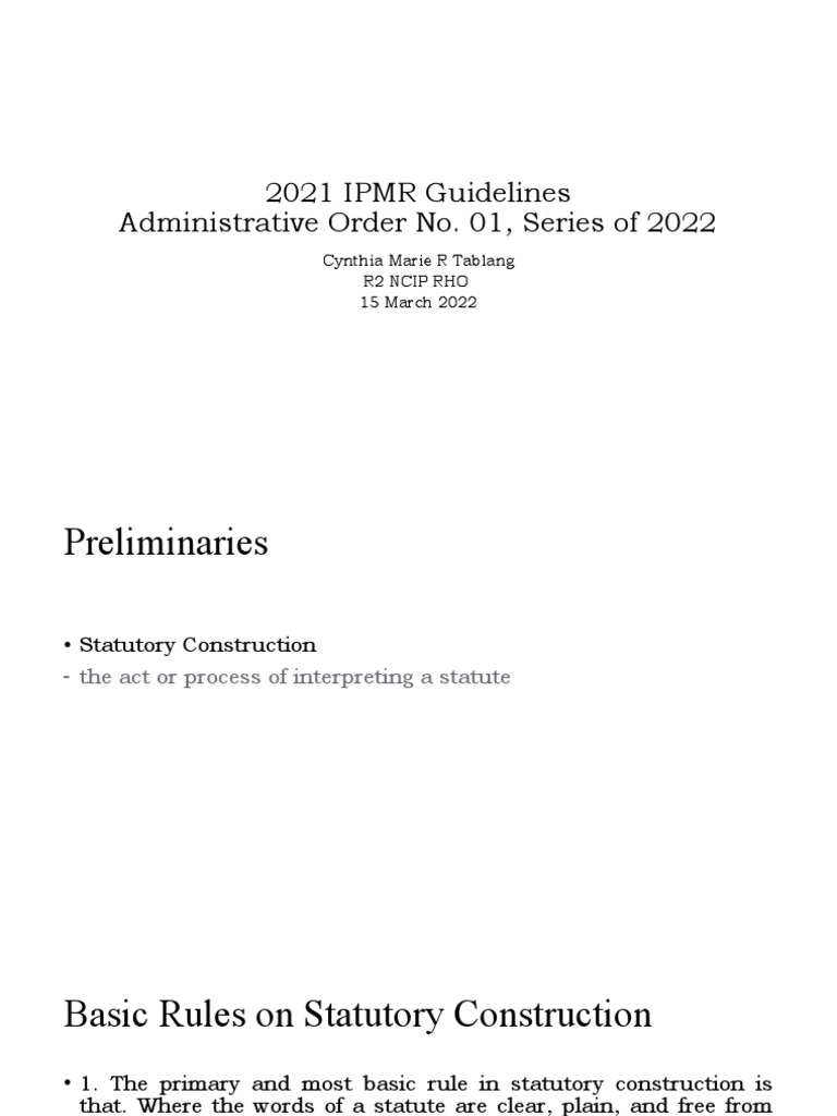 2021 IPMR Guidelines Updates 03142022 | PDF | Statutory Interpretation ...
