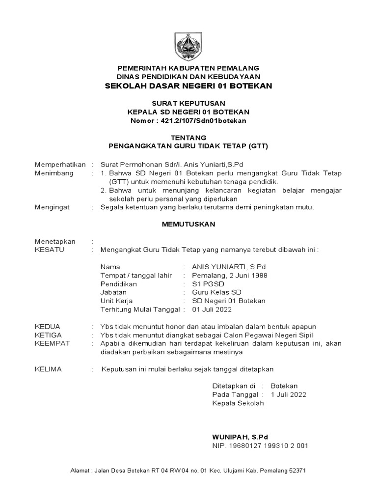 SK Perpanjangan GTT PTT | PDF