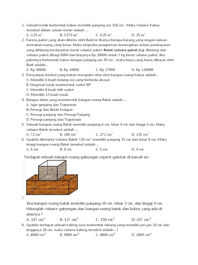 Soal Latihan Matematika Bangun Ruang Kelas 6 | PDF