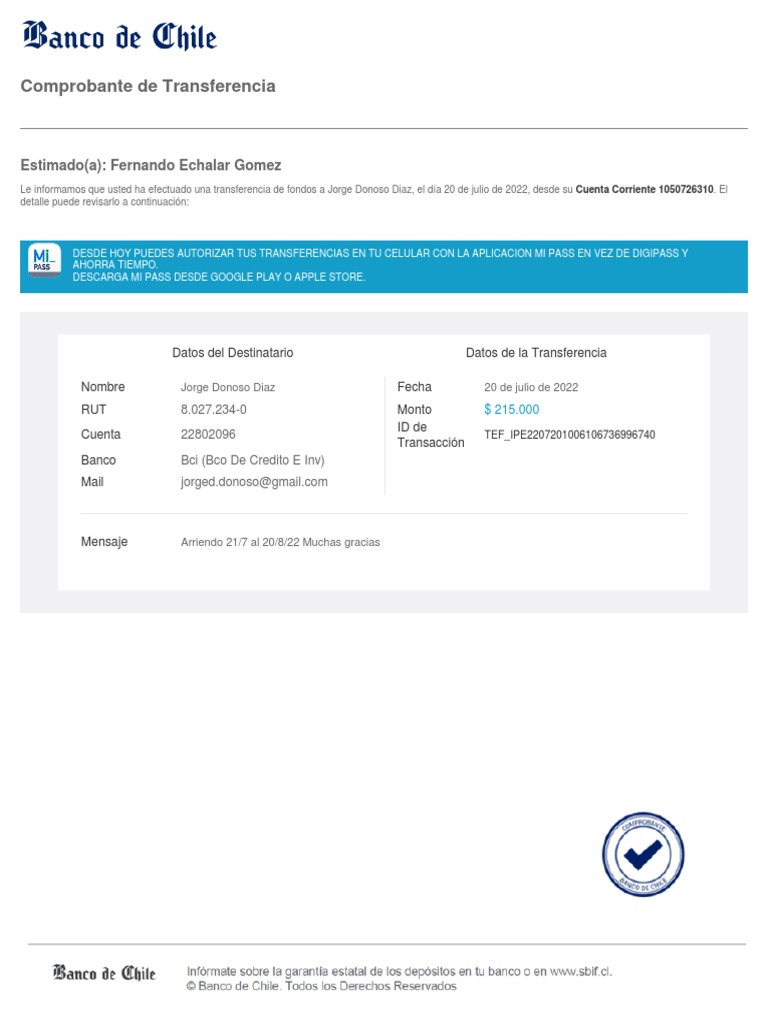 Comprobante-TEF IPE2207201006106736996740 | PDF