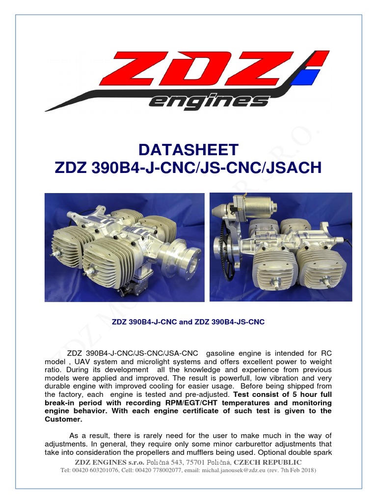 ZDZ 390B4 Engine Datasheet | PDF | Carburetor | Internal Combustion Engine