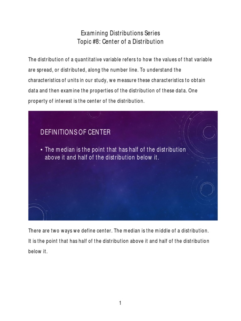 Center of A Distribution Transcript (With Images) | PDF | Probability ...