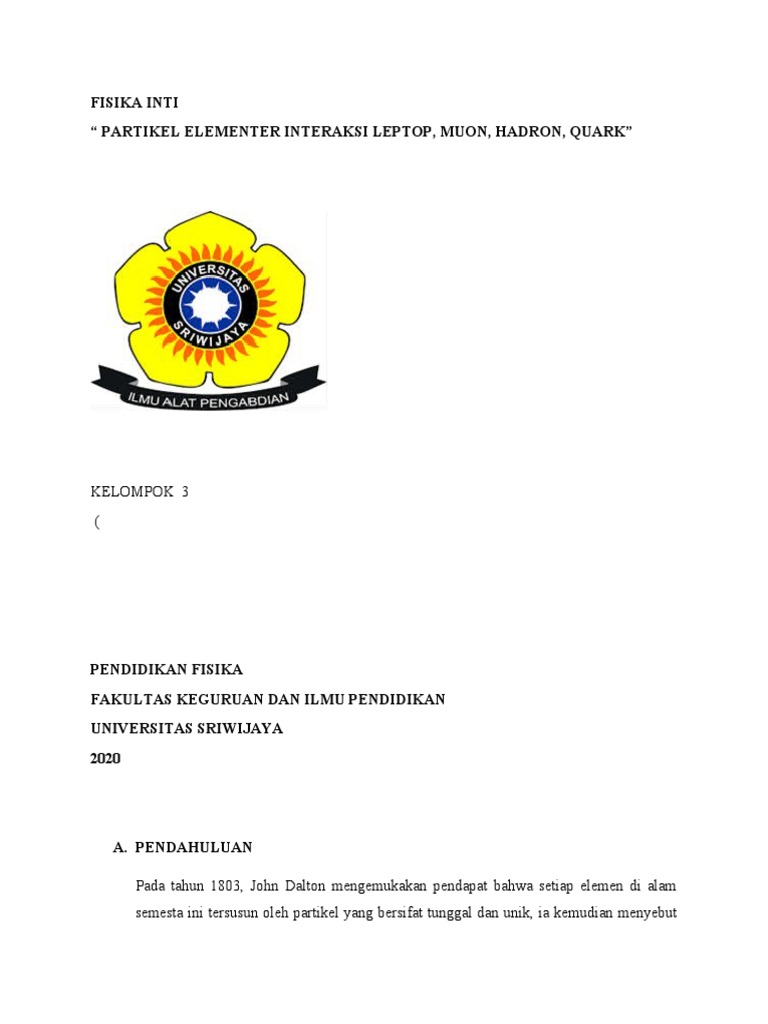 Partikel Elementer: Lepton dan Hadron | PDF