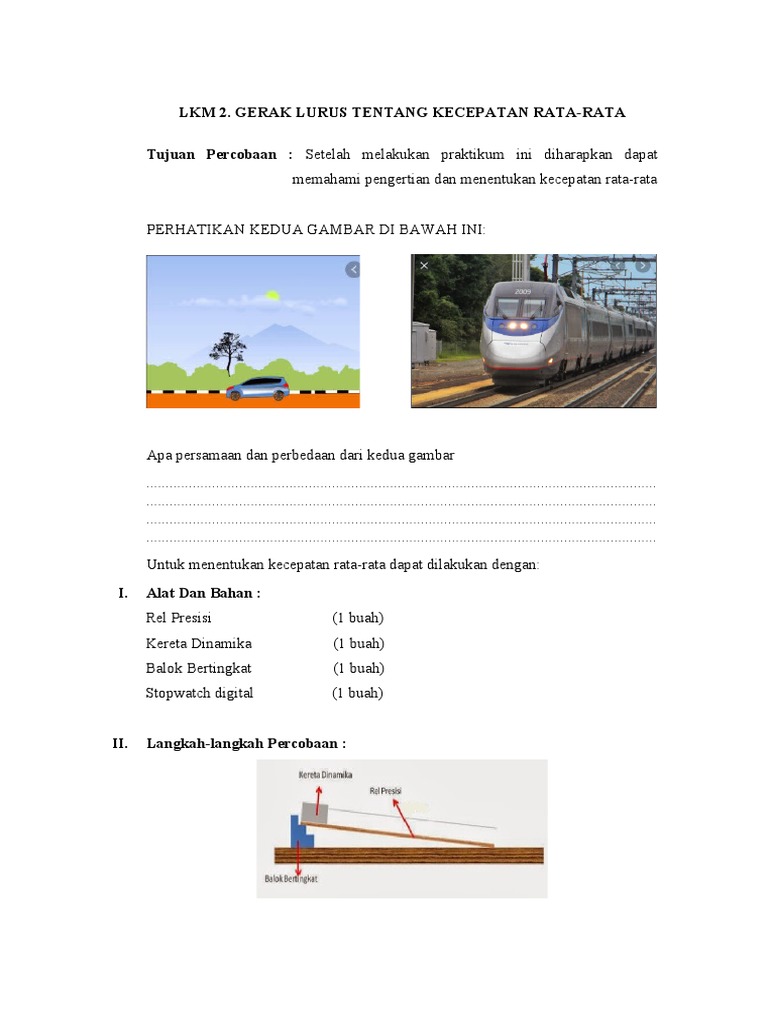 Kecepatan Rata-Rata Kereta Dinamika | PDF